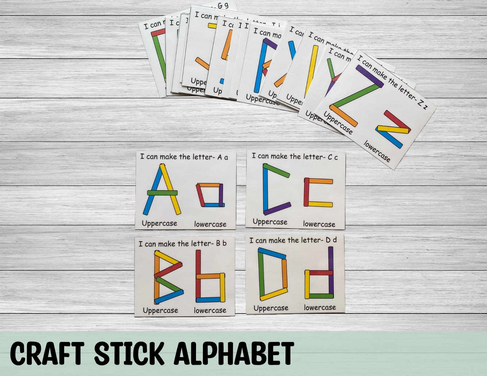 Craft Stick Alphabet-uppercase and Lowercase-instant Download ...
