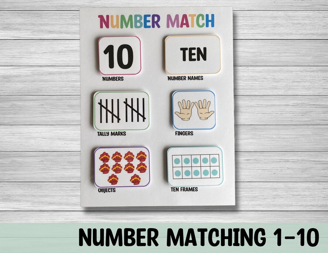 Number Matching 1-10 - Montessori Learning Activity Set for Preschool ...