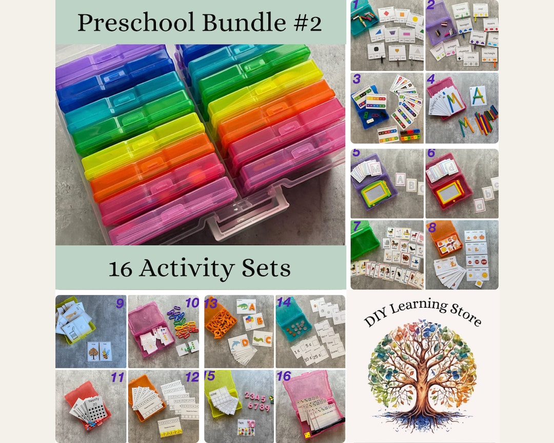 Preschool Activity Bundle #2- 16 Task Box Activity Sets With Carrying ...