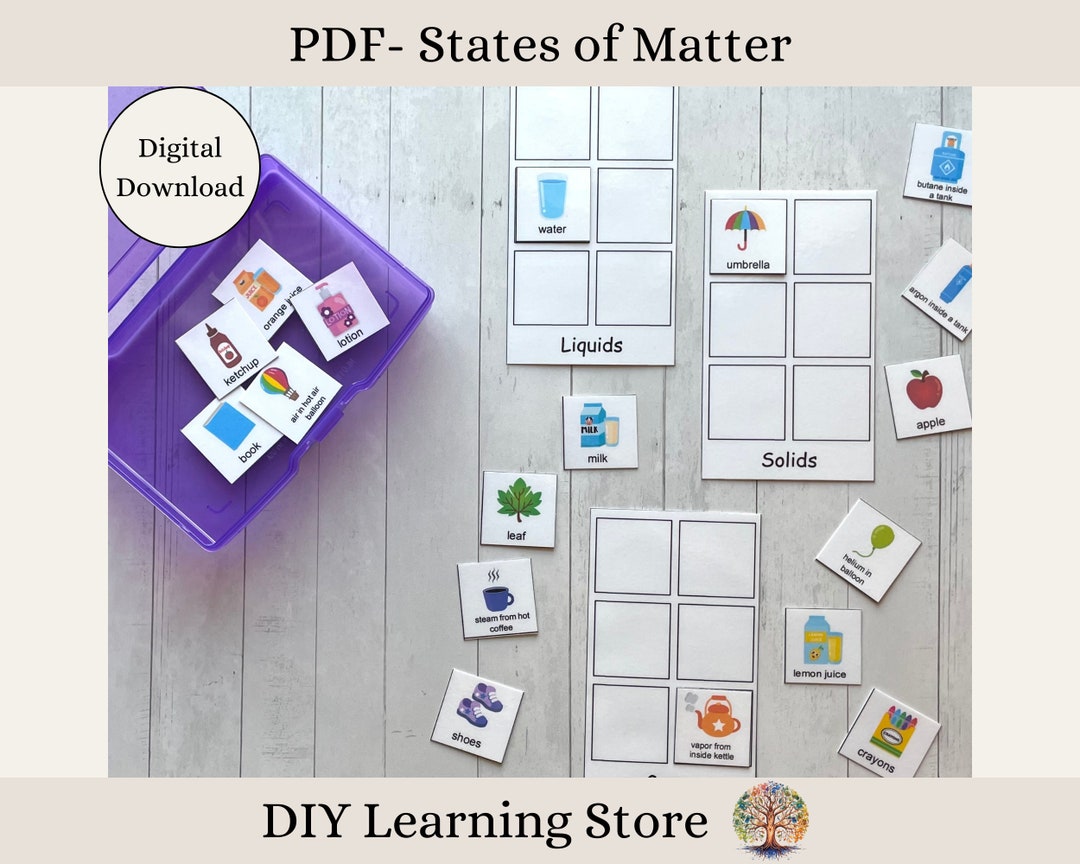 States of Matter- Solid, Liquid, Gas- Activity Cards- Instant Download ...