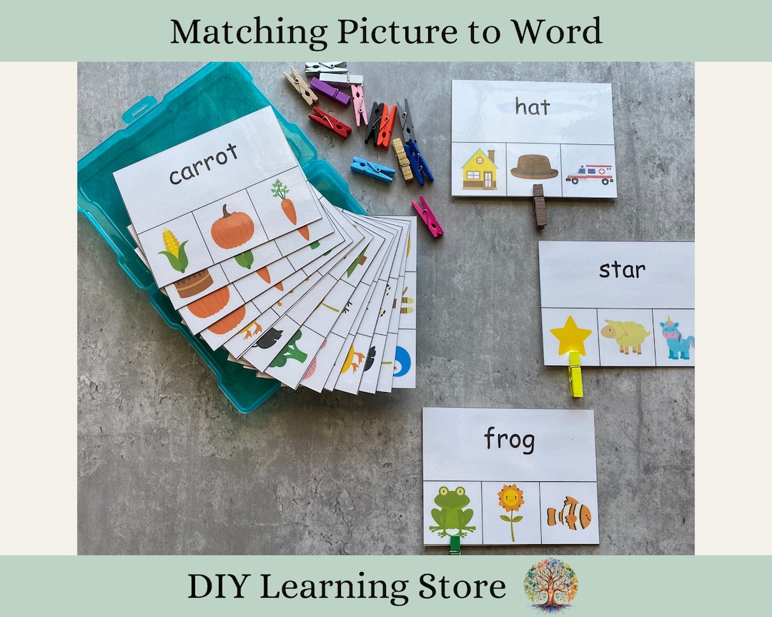 Matching Pictures to Words Task Box Activity Set- Montessori Learning ...