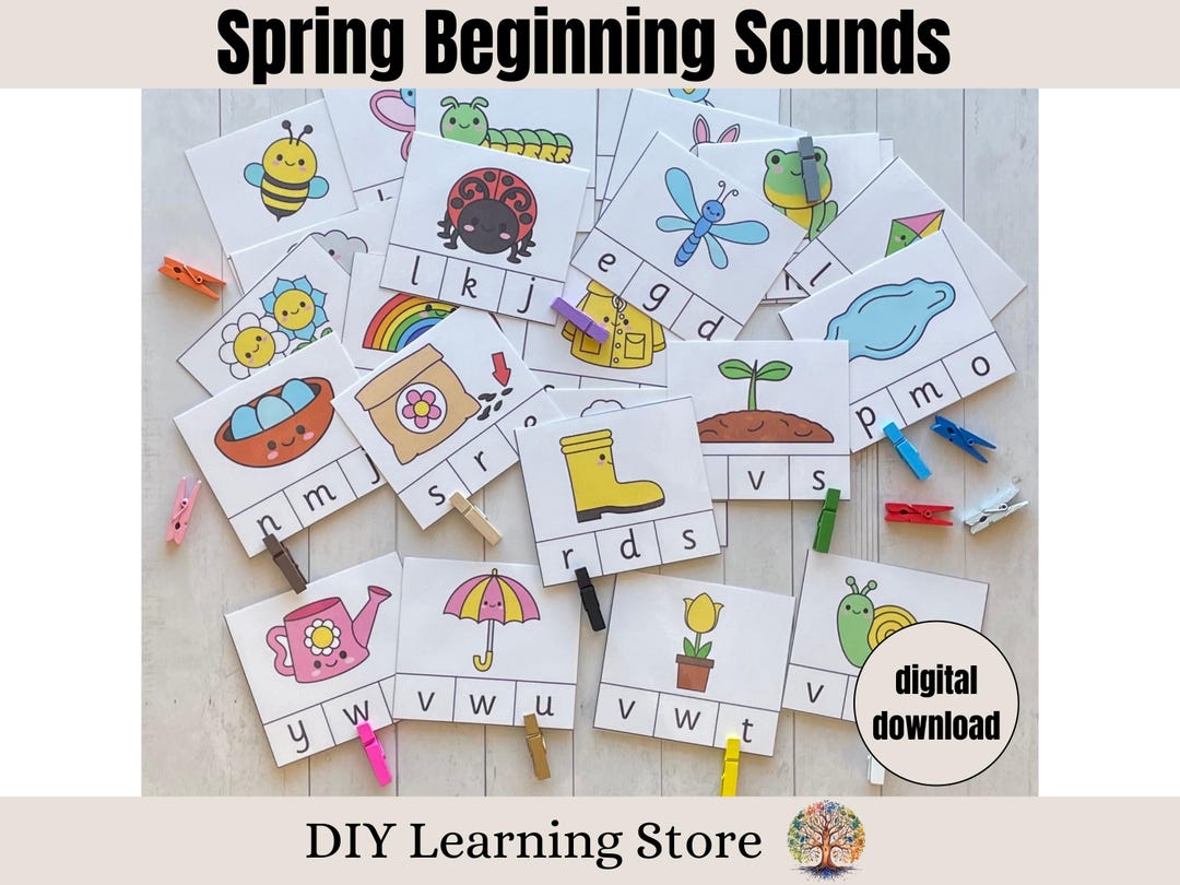 Beginning Sounds- Spring Themed Activity Cards- Kindergarten Learning ...