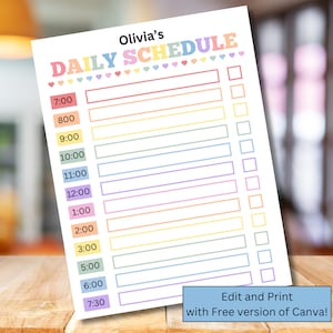 Kids Daily Schedule- Editable Canva Template- Daily Tracker- Task ...