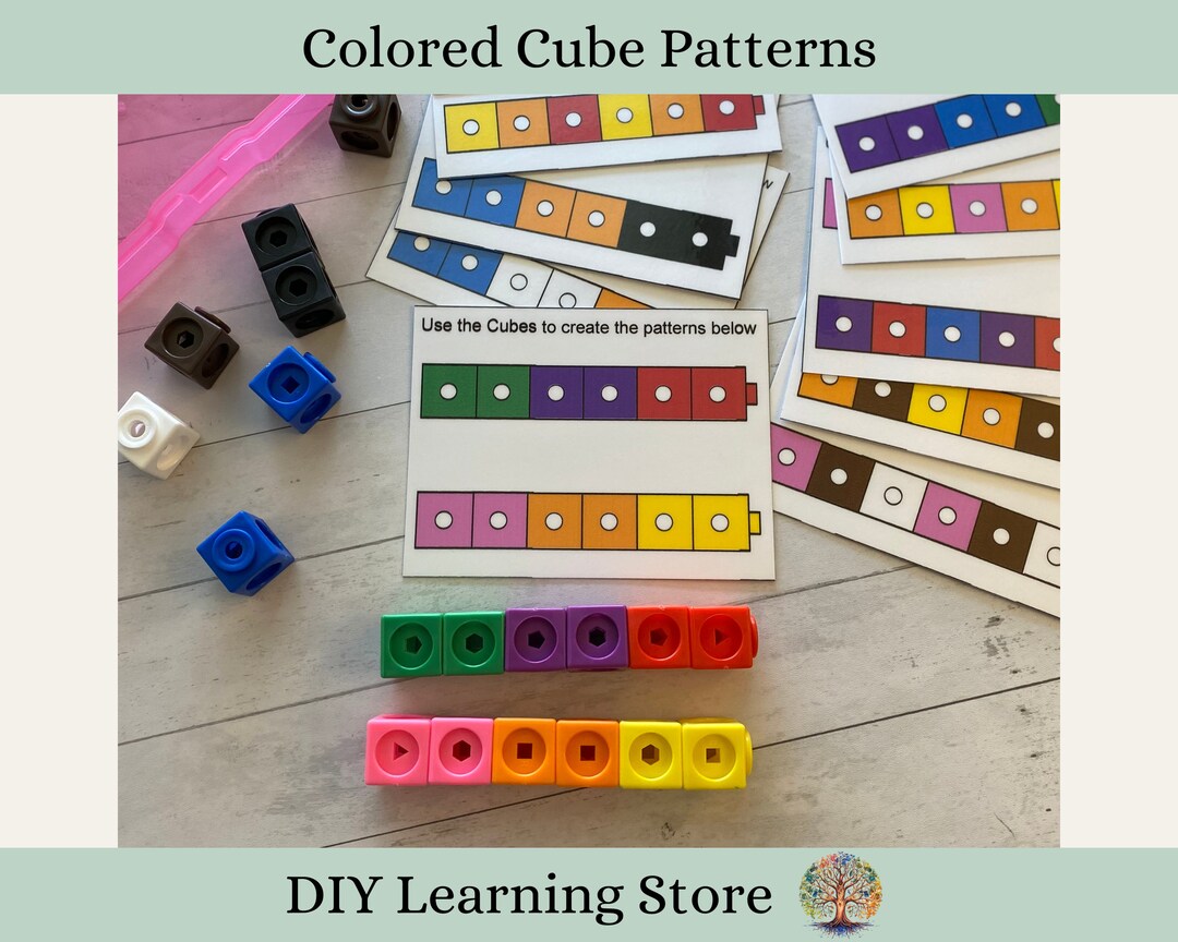 Colored Cube Patterns Task Box Activity Set- Montessori Learning Toy ...