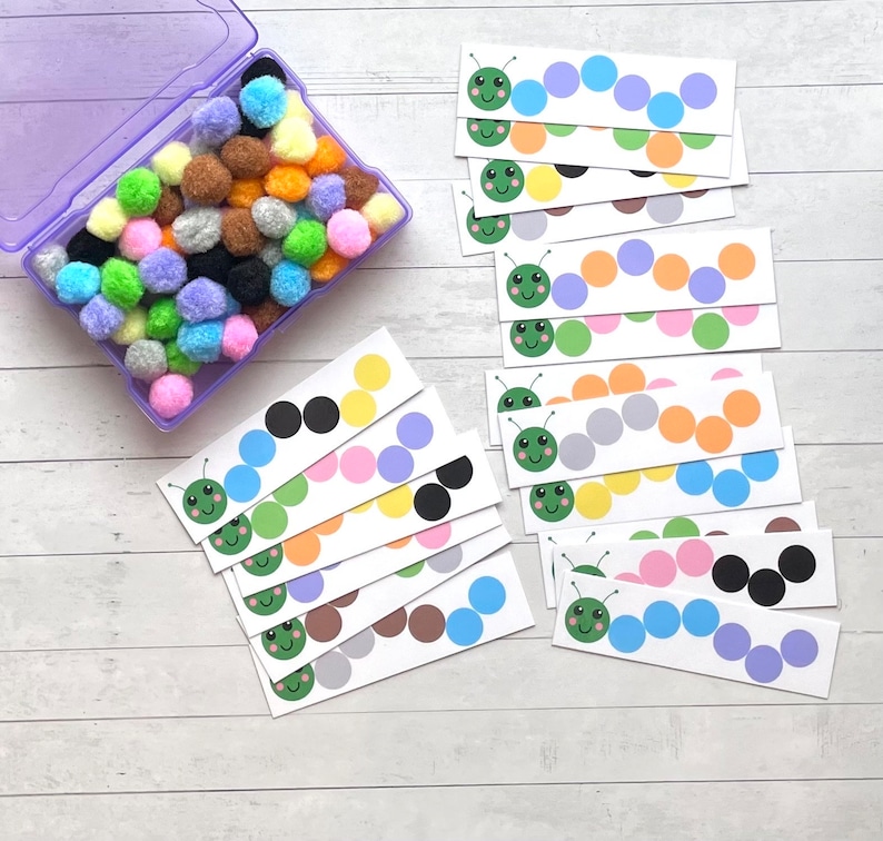 Pom Patterns Task Box Activity- Montessori Learning Toys- Special Needs ...