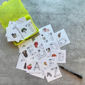 Letter Tracing Activity Cards With Beginning Sounds Pictures-task Box ...