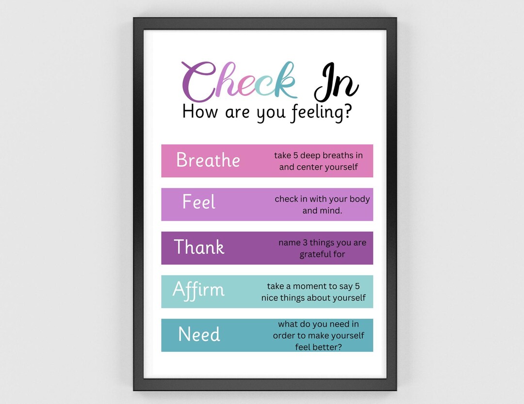 Wall Art-check In- Feelings Check in Poster, Check In, Therapy Office ...