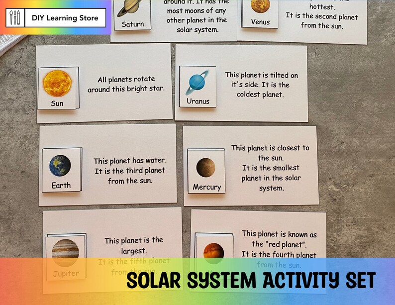 Solar System Matching Activity Cards, Montessori Learning (PDF) - Etsy