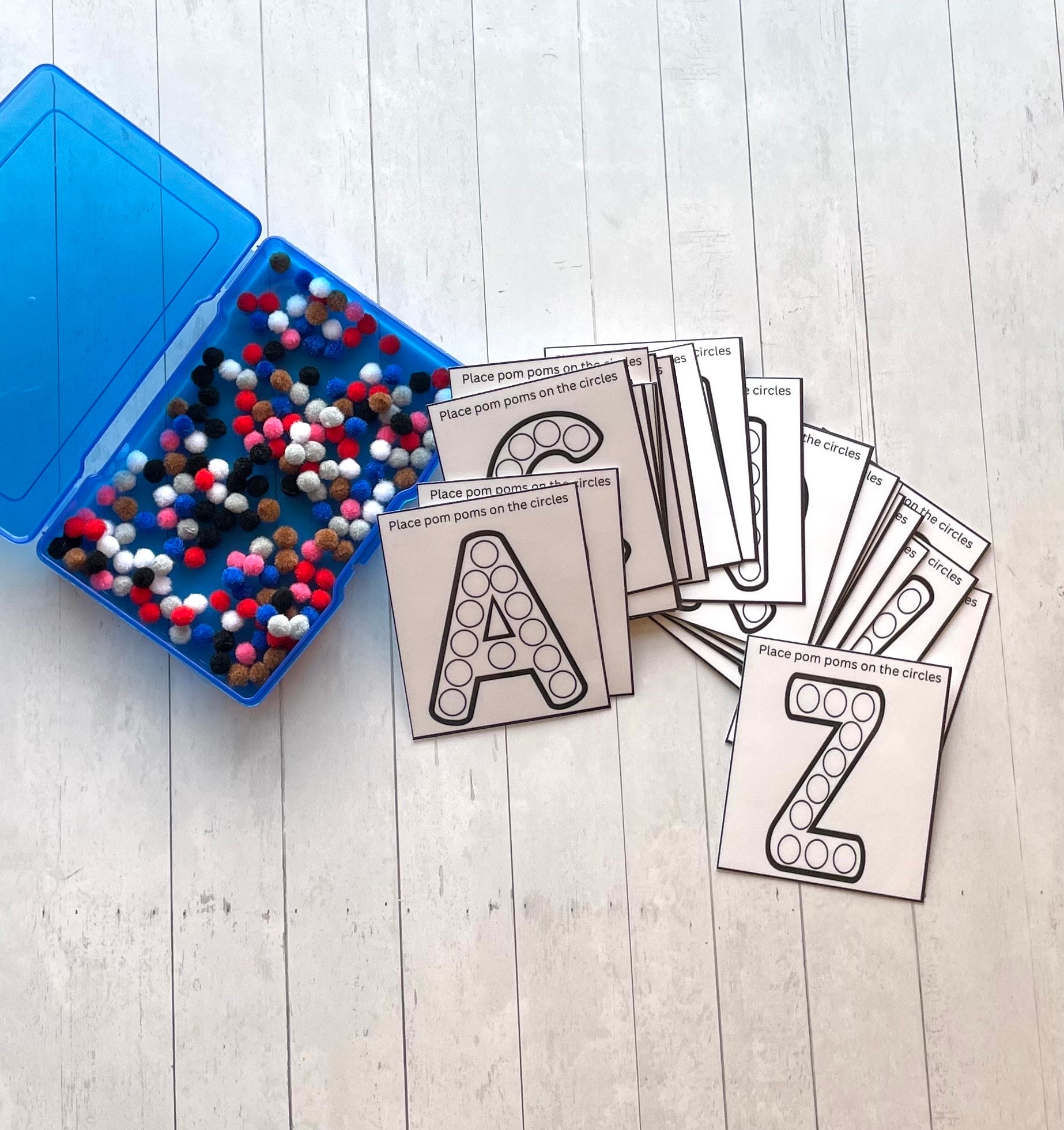 Pom Pom Alphabet Task Box | Printable Letter Recognition & Fine Motor ...