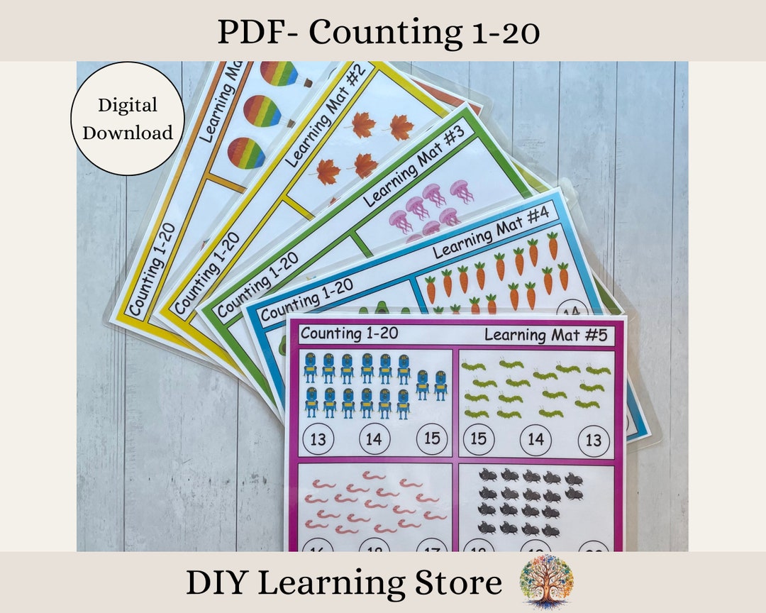PDF Counting 1-20 Learning Mats Instant Download Montessori Learning ...