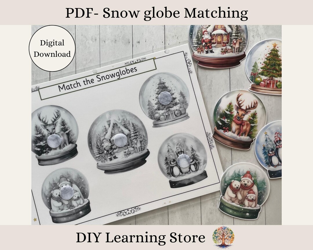 Match Snow Globes- Christmas Matching Activity- Toddler, Preschool ...
