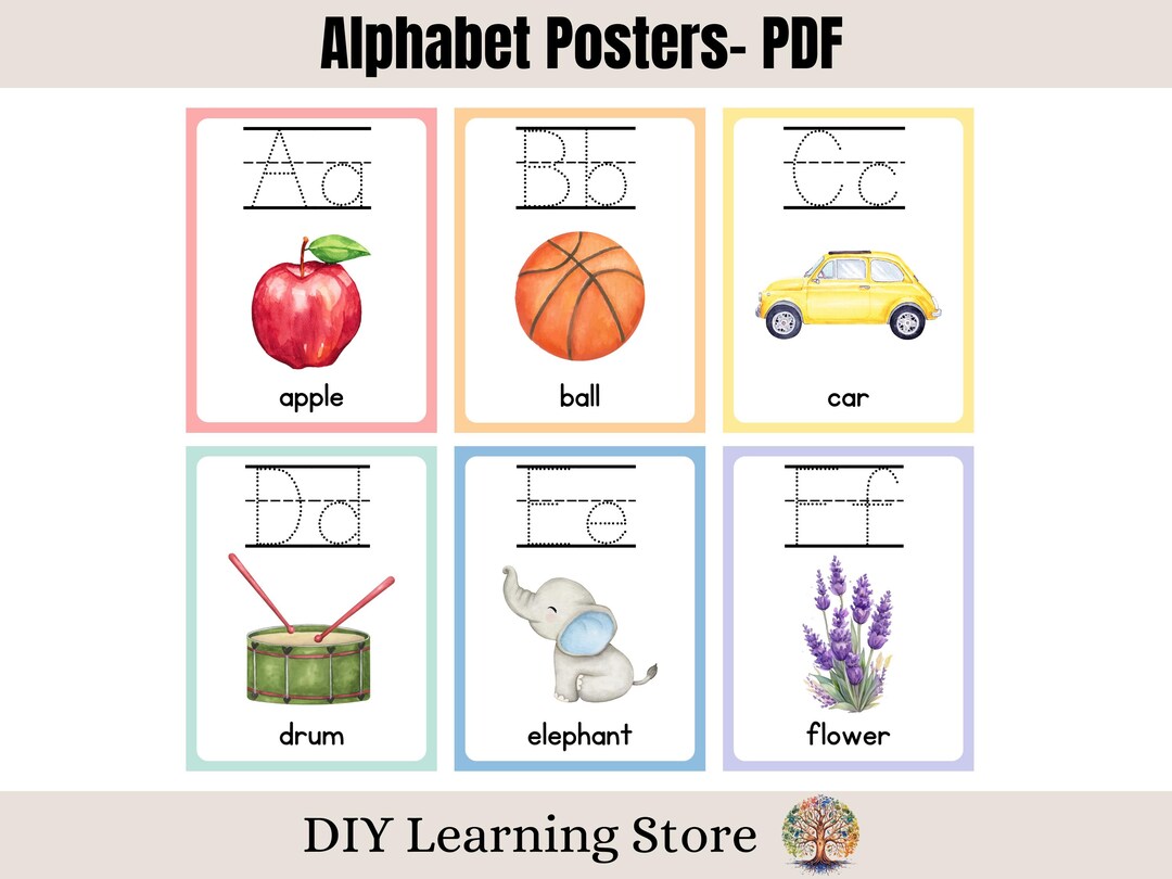 Alphabet Posters- Dotted Lined Print- ABC Posters Classroom, Alphabet ...