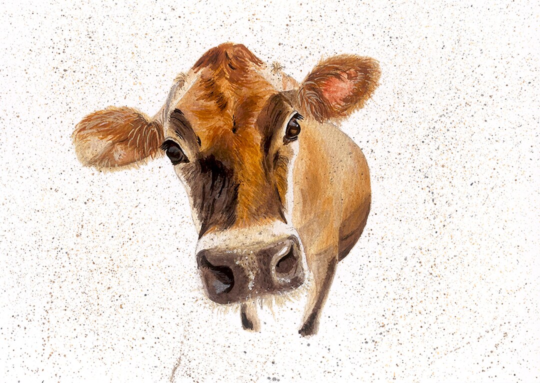 Jersey Cow Watercolour Print, Jersey Cow Watercolour Painting, Cow ...
