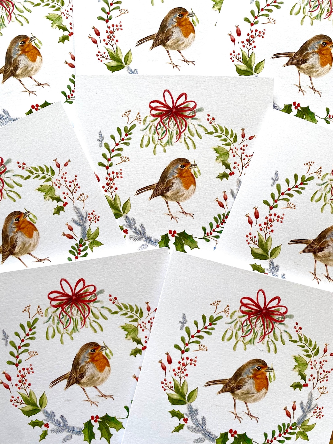 Robin Christmas Card Christmas Card Watercolour Robin Card - Etsy