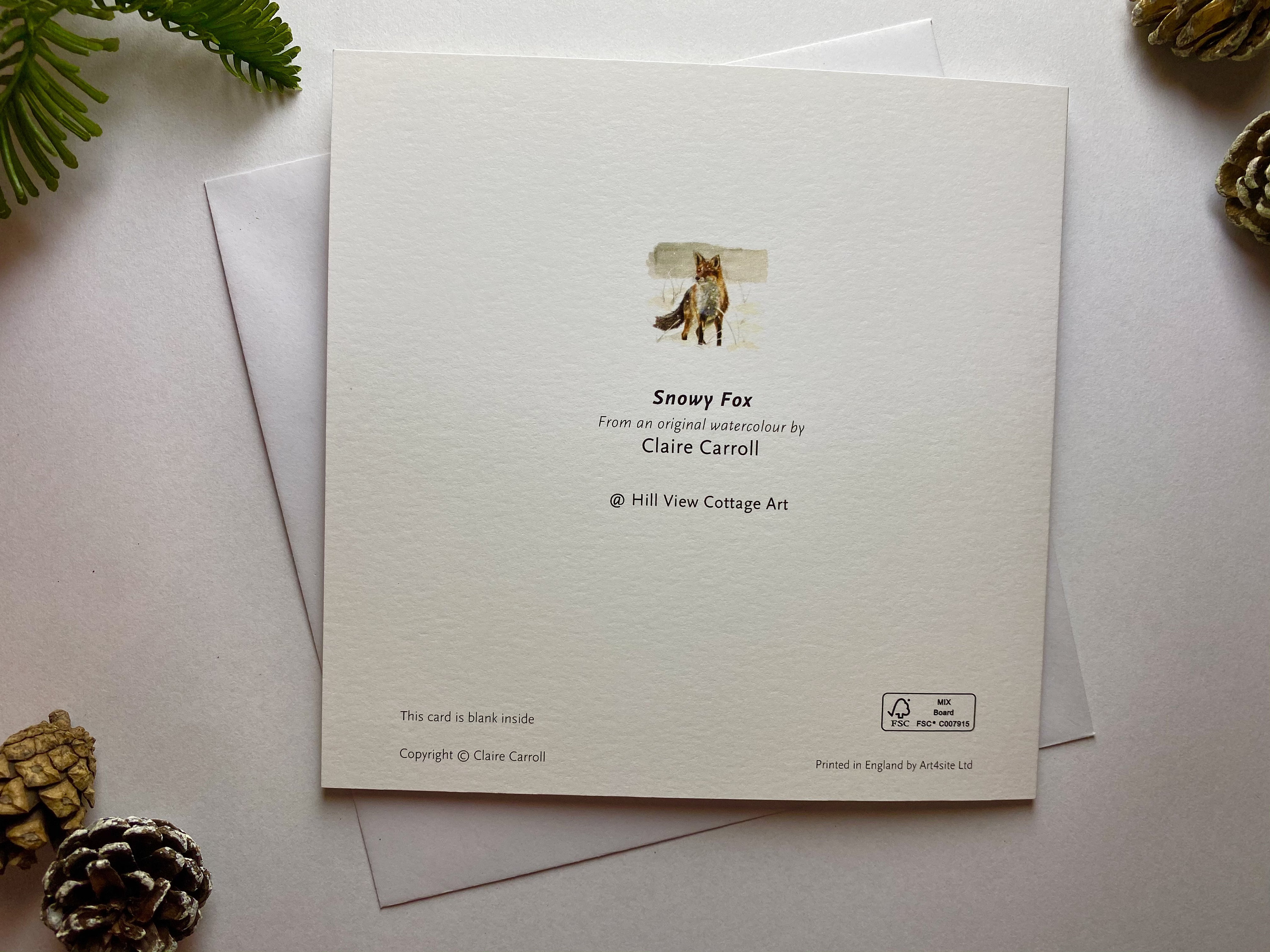 Fox Card, Snowy Fox Card, Watercolour Christmas Card, Blank Fox Card ...