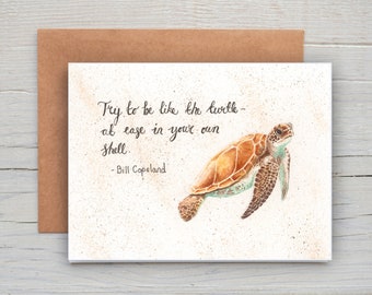 Sea Turtle Notecard and Envelope Single or Set of 4 Greeting - Etsy