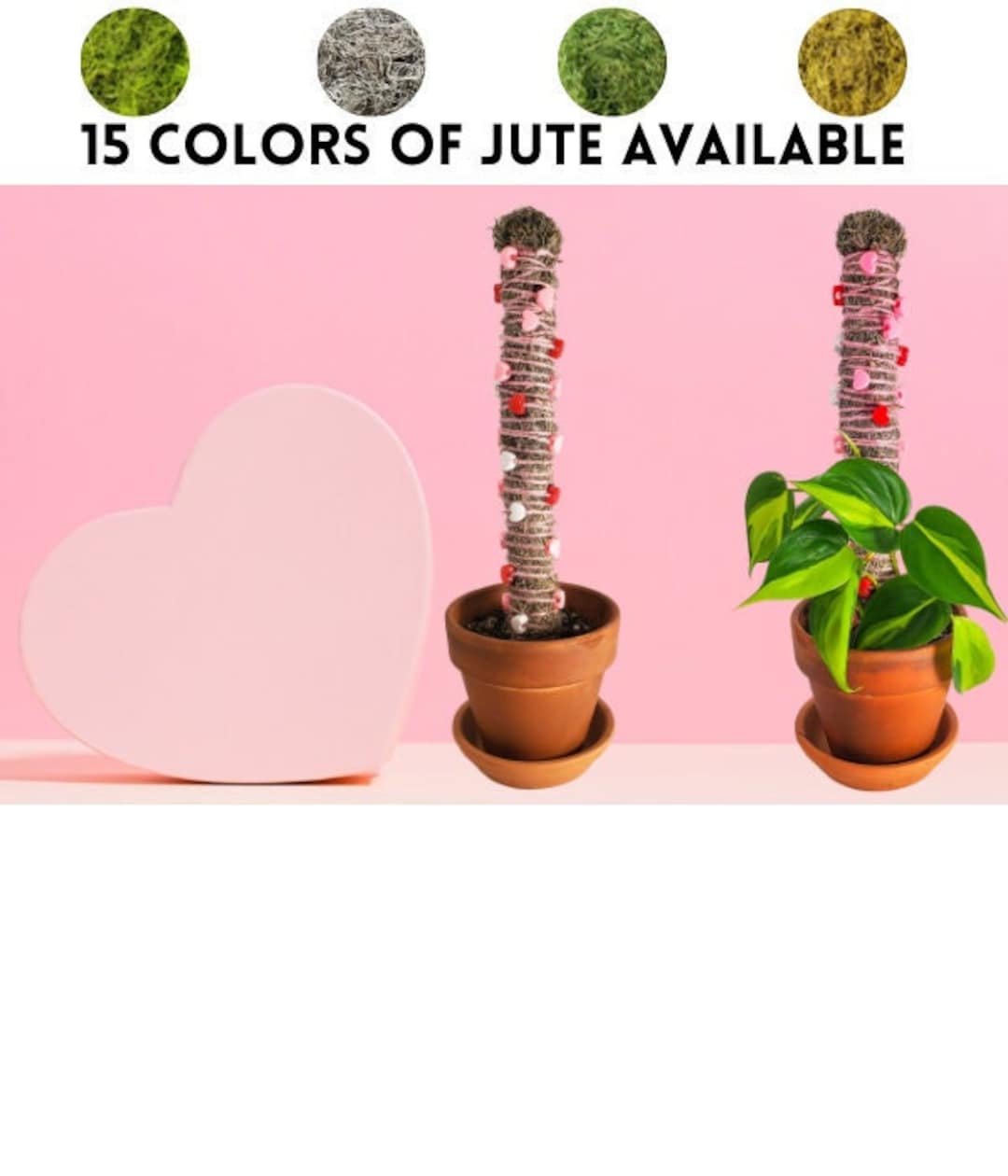 Mini Moss Pole, Spanish Moss Pole, Heart Decor, Plant Accessory, Plant ...