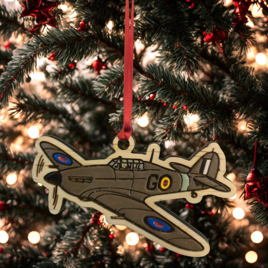 Hawker Hurricane RAF Wooden Christmas Ornament – Hand Painted Laser Cut ...