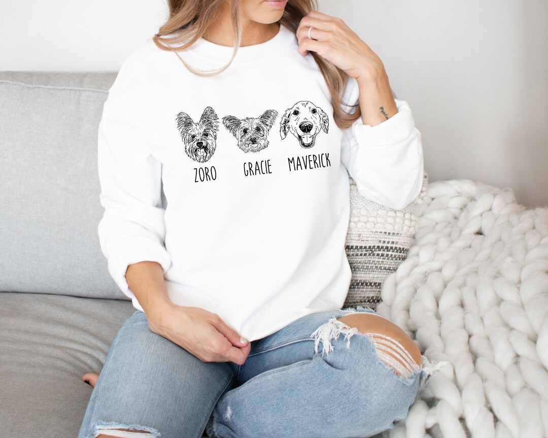Custom Pet Face Crewneck Sweatshirt Personalized Dog Cat Pet Portrait ...