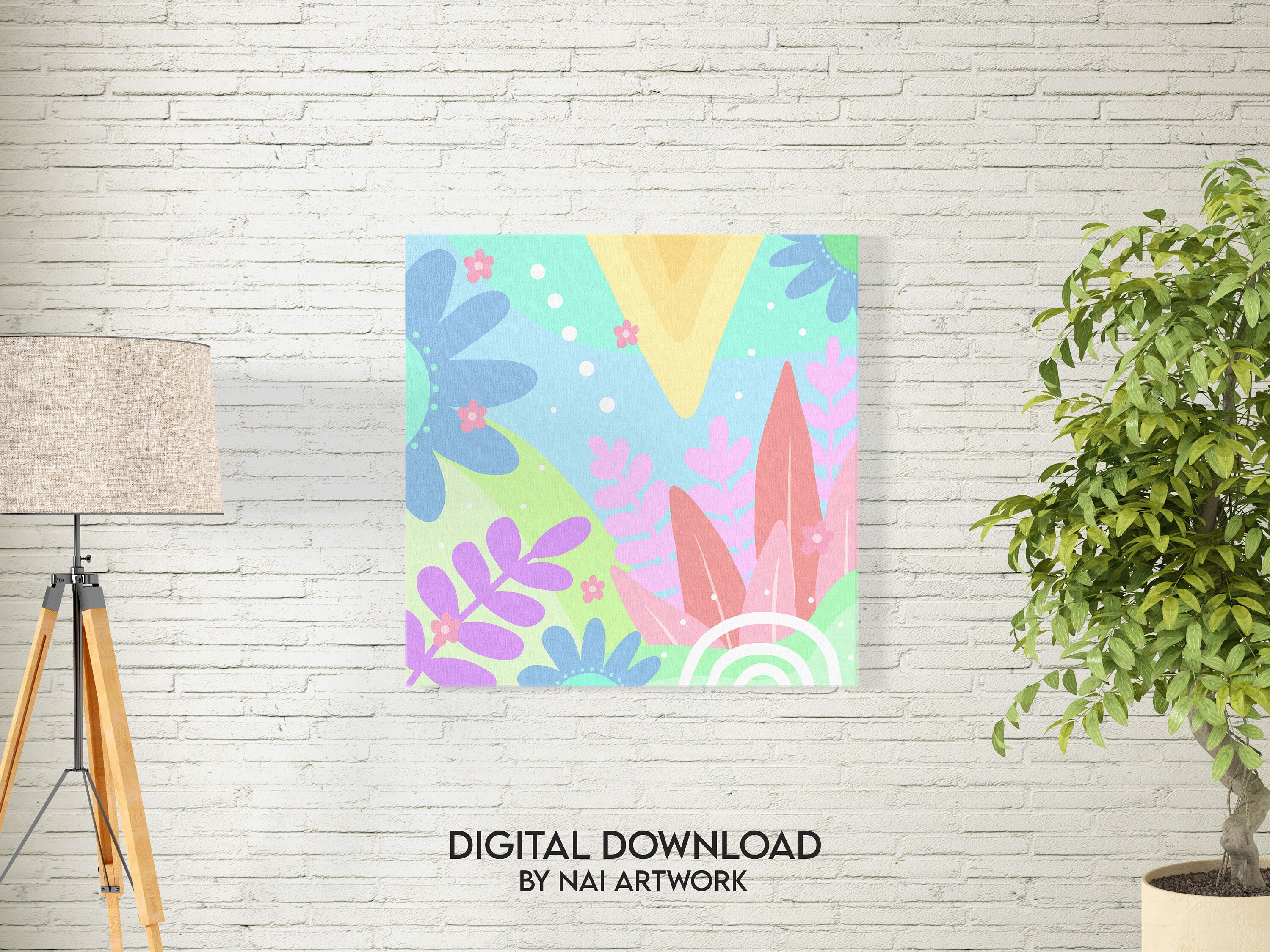 Colorful Abstract Floral Wall Art Pastel Color Square Art - Etsy