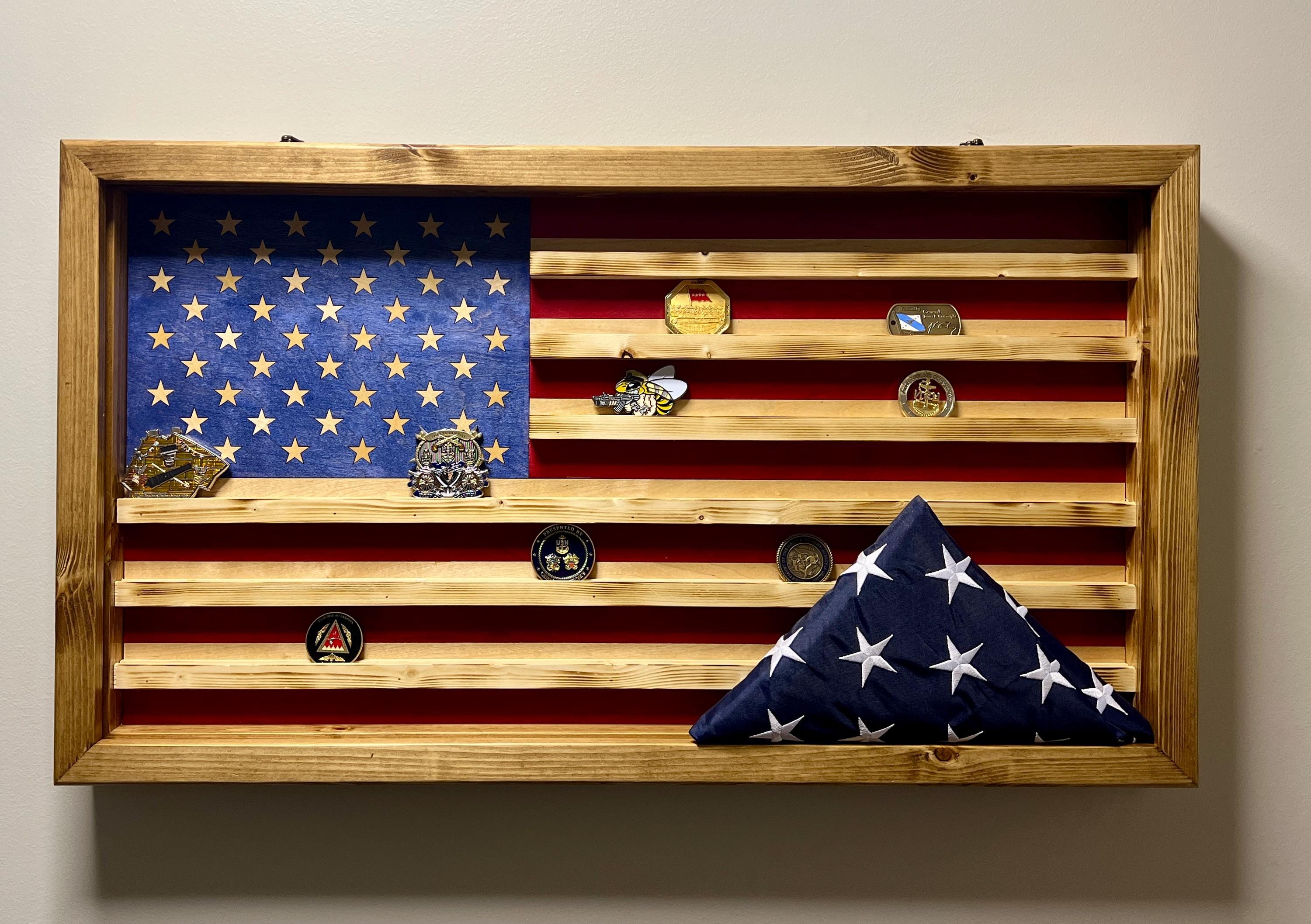 American Flag Challenge Coin Shadow Box - Etsy