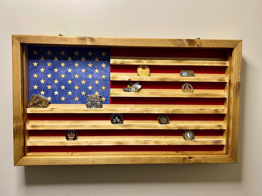 American Flag Challenge Coin Shadow Box - Etsy