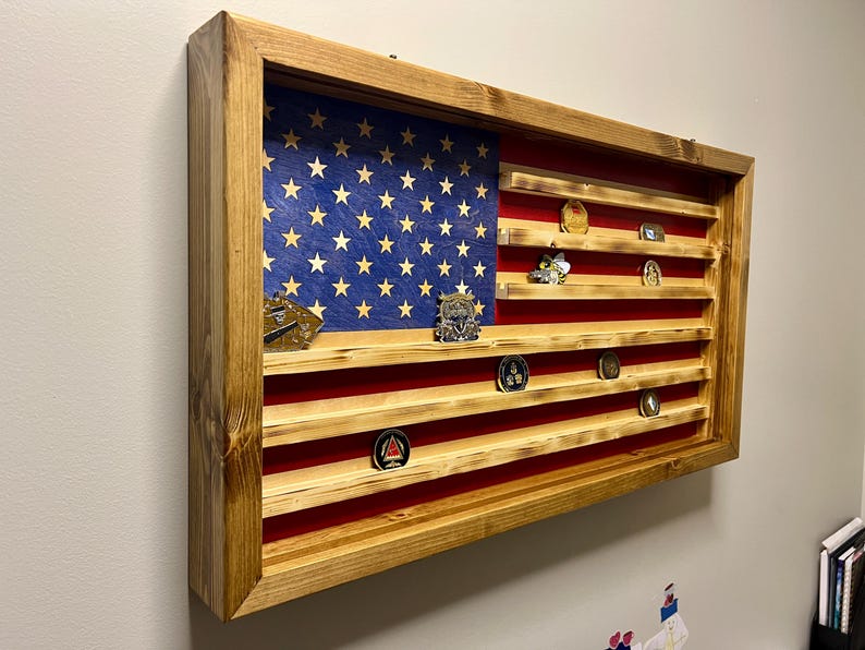 American Flag Challenge Coin Shadow Box - Etsy