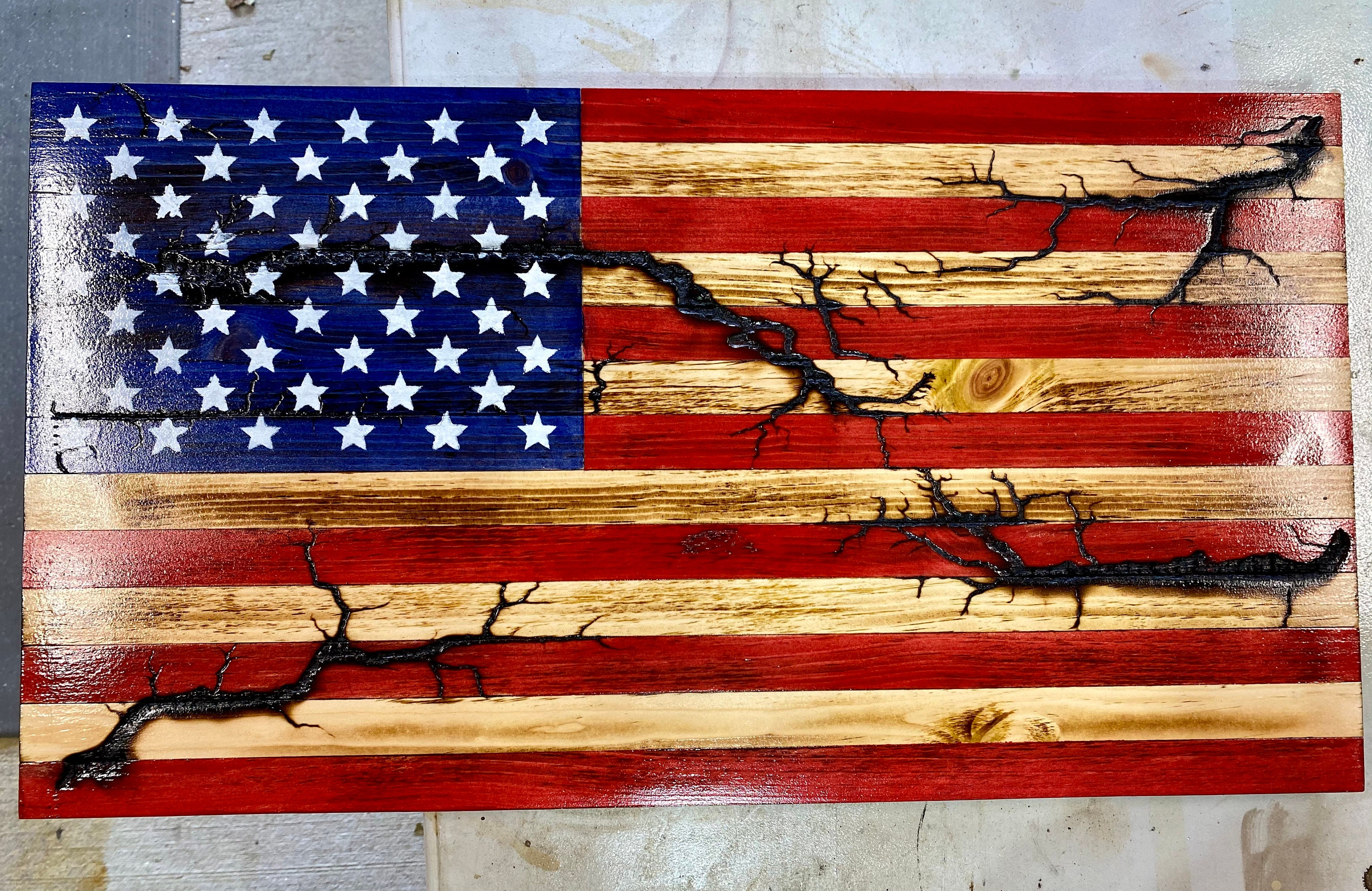 Fractal Burned American Flag - Etsy