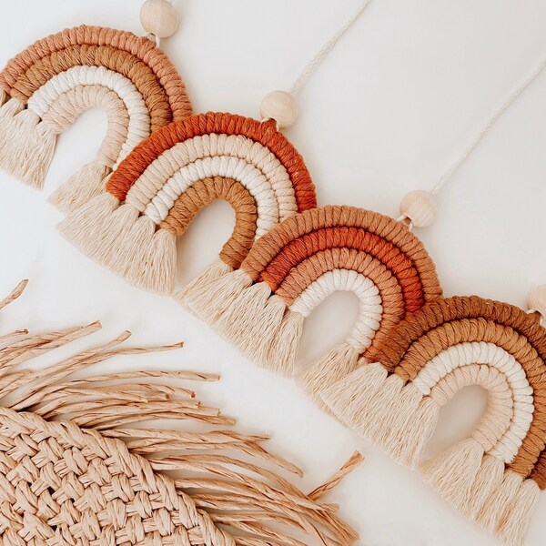 Rainbow Macrame Car Charm - Etsy