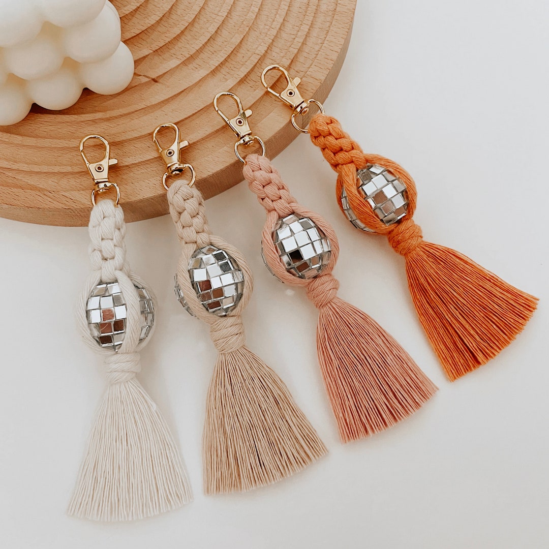 Disco Ball Keychain Macrame Disco Ball Keychain Macrame Keychains Bag ...