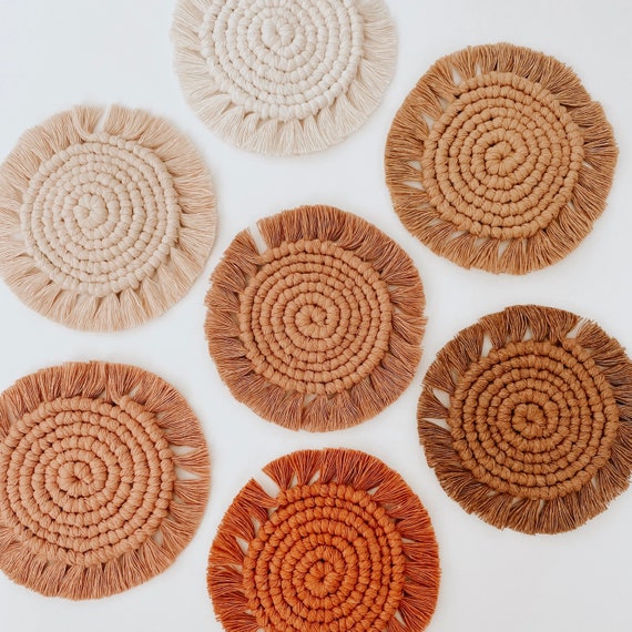 Macrame Coasters Neutral Coasters Boho Coasters Plant - Etsy