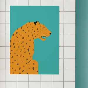 Jaguar Illustrated Poster, Nursery Wall Art Cheetah, POP Color ...