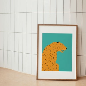 Jaguar Illustrated Poster, Nursery Wall Art Cheetah, POP Color ...