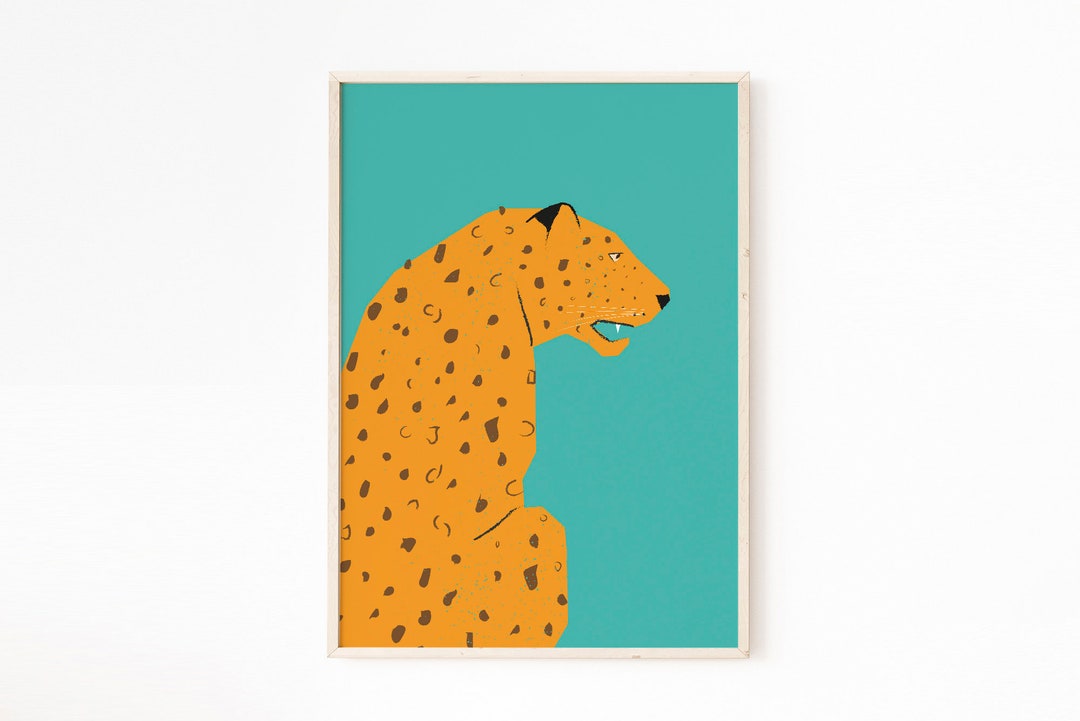 Jaguar Illustrated Poster, Nursery Wall Art Cheetah, POP Color ...