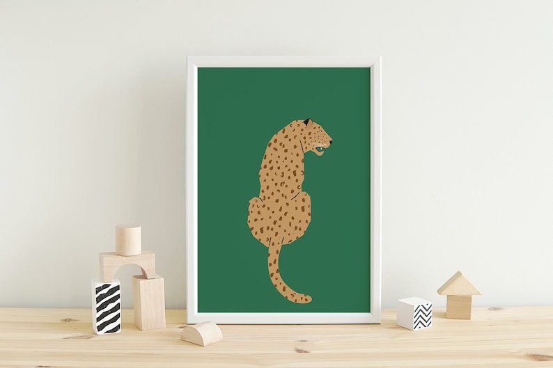 Jaguar Wall Art Vintage, Jaguar Illustrated Poster, POP Color, Colorful ...