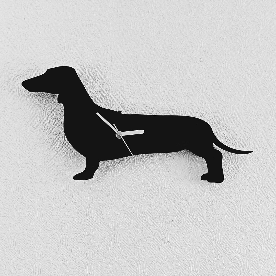 Dog Clock Handmade, Personalised, Black Acrylic Dog Clock, Dachshund ...