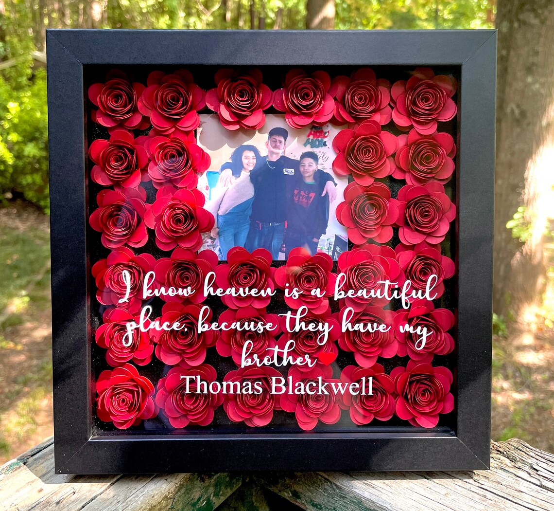 Memorial Shadow Box: Custom Photo & Paper Flower Loss Gift - Etsy