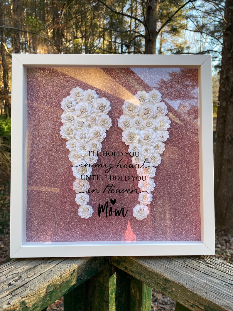 Angel Wing Shadow Box, Sympathy Gift for Loss, Condolence Shadow Box ...