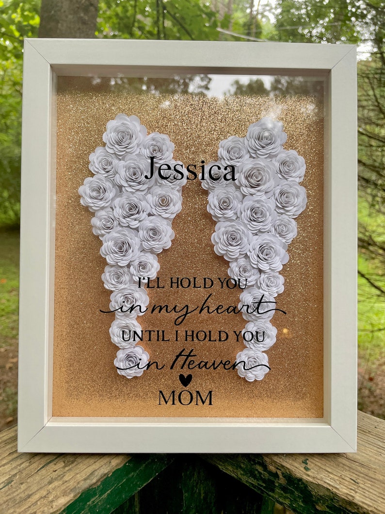 Angel Wing Shadow Box, Sympathy Gift for Loss, Condolence Shadow Box ...