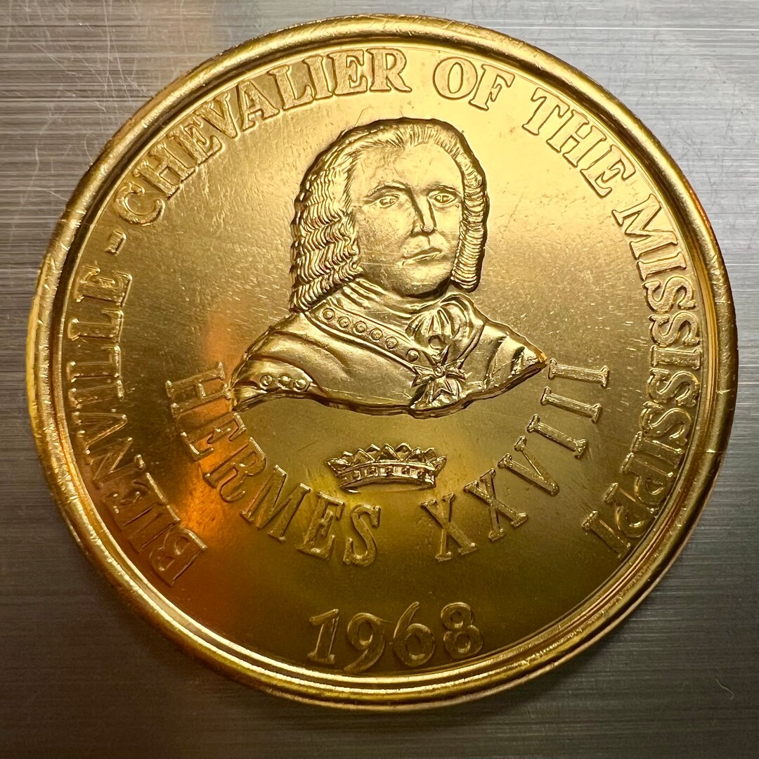 1968 Hermes Mardi Gras Doubloon Bienville of the Mississippi Coin of ...