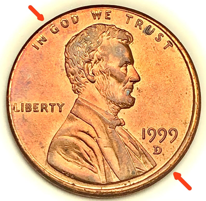 1999 D Misaligned Obverse Die Lincoln Penny W/ Doubled Earlobe ...