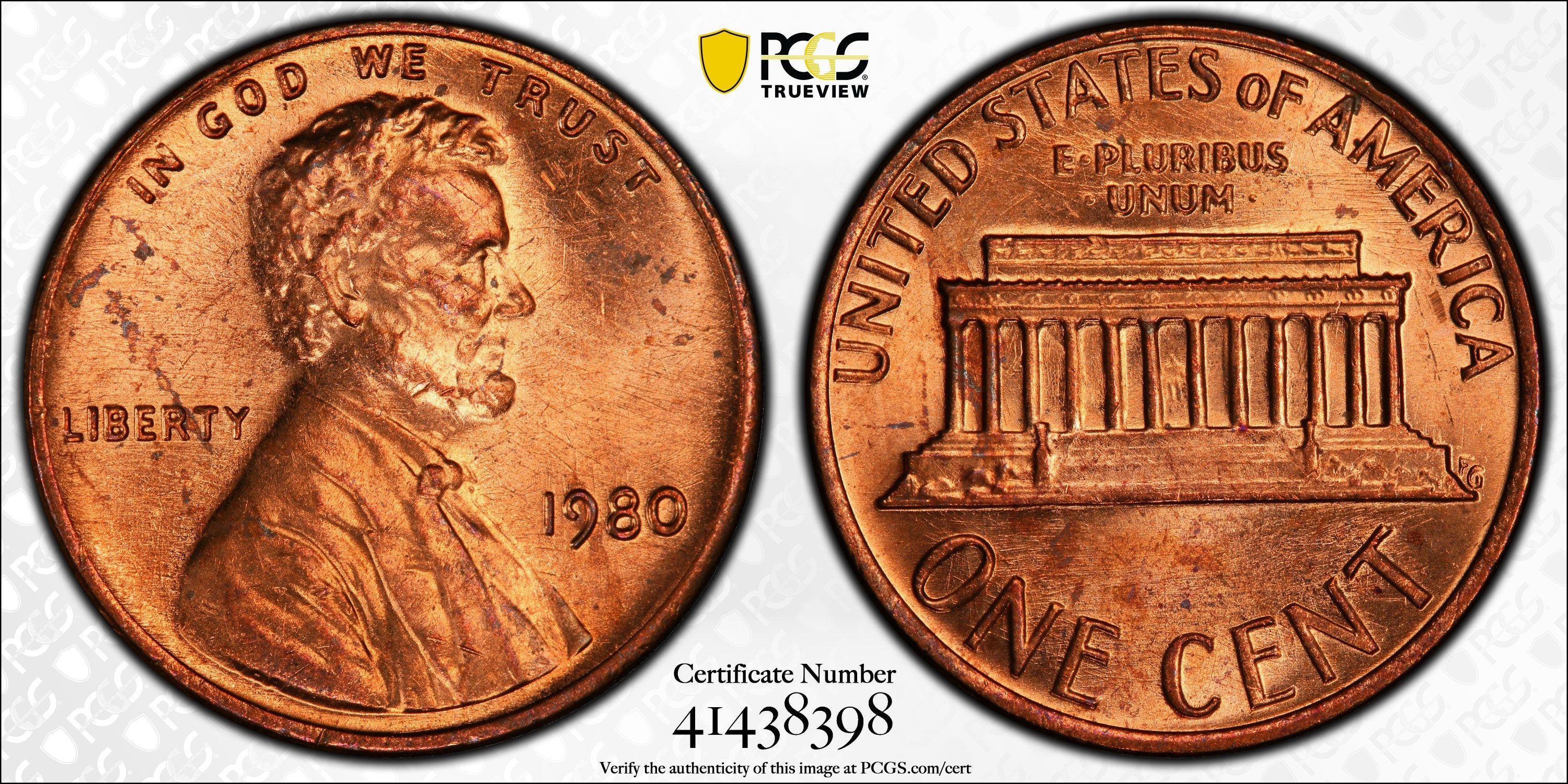 1980 Lincoln Penny Memorial Cent PCGS Certified MS 64 Red - Etsy