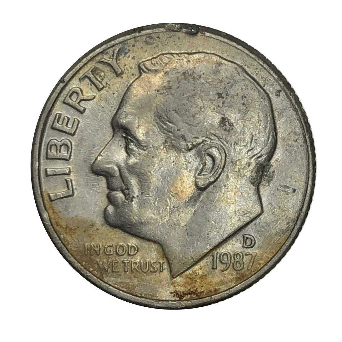 Off Centered Rainbow Colored Dime 1987 D- Rim / Collar Error - Etsy