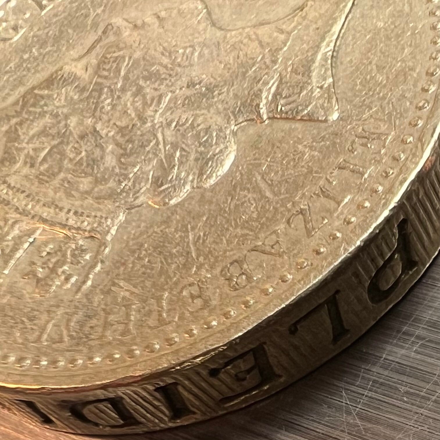 1985 Elizabeth II One Pound Coin Extreme Clash Marks Upside - Etsy