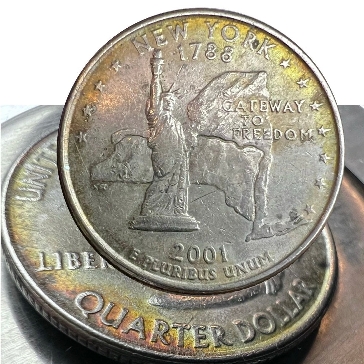 2001 P New York Quarter Rainbow Toned Rims & Slightly off - Etsy
