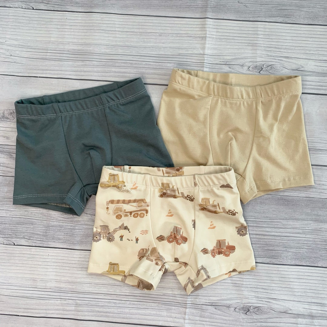 Organic Cotton Boxer Briefs With Construction Trucks, Handmade Baby ...