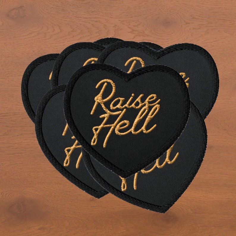 Raise Hell Embroidered Heart Patch Cool Patches for Cool People Iron-on, Safety Pin, Sew-on ...