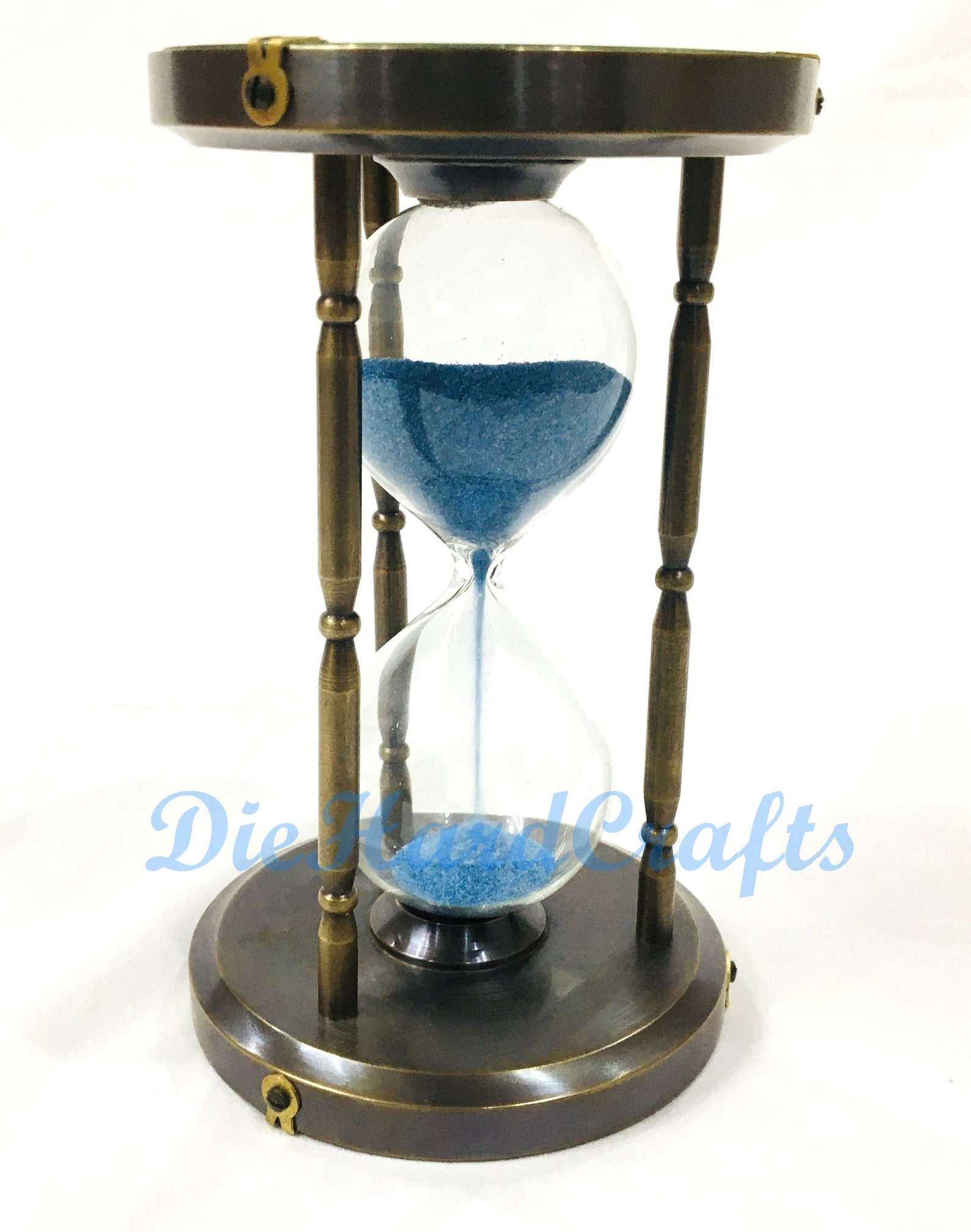 Personalized Engraved Brass Sand timer with compass blue sand - Etsy