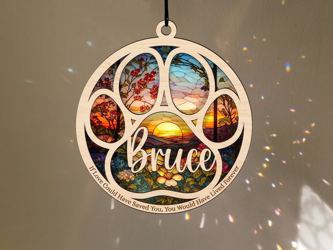 Dog Memorial Suncatcher, Pet Remembrance, Stained Glass Light Catcher ...