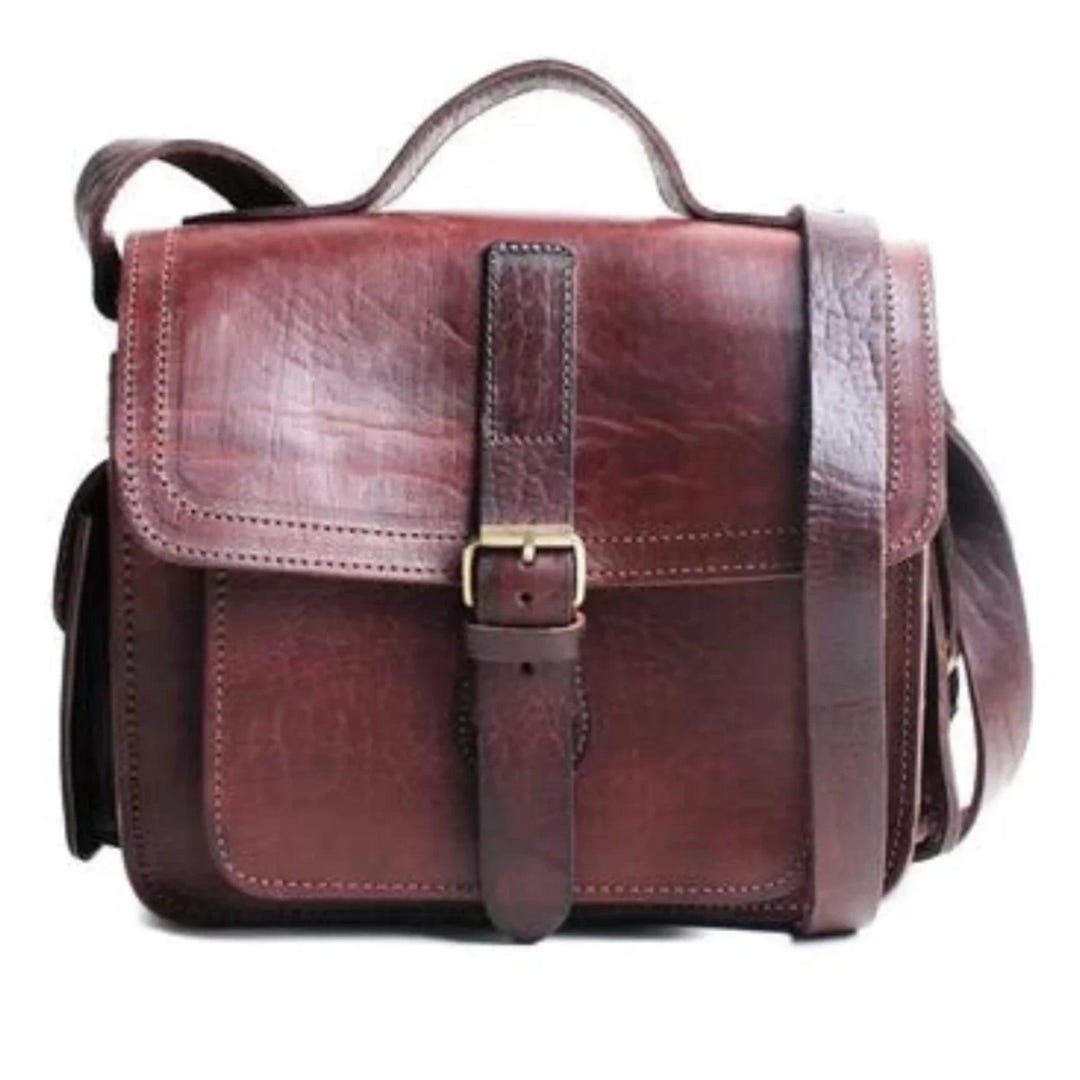 Camera Dark Brown Leather Satchel Bag - Etsy